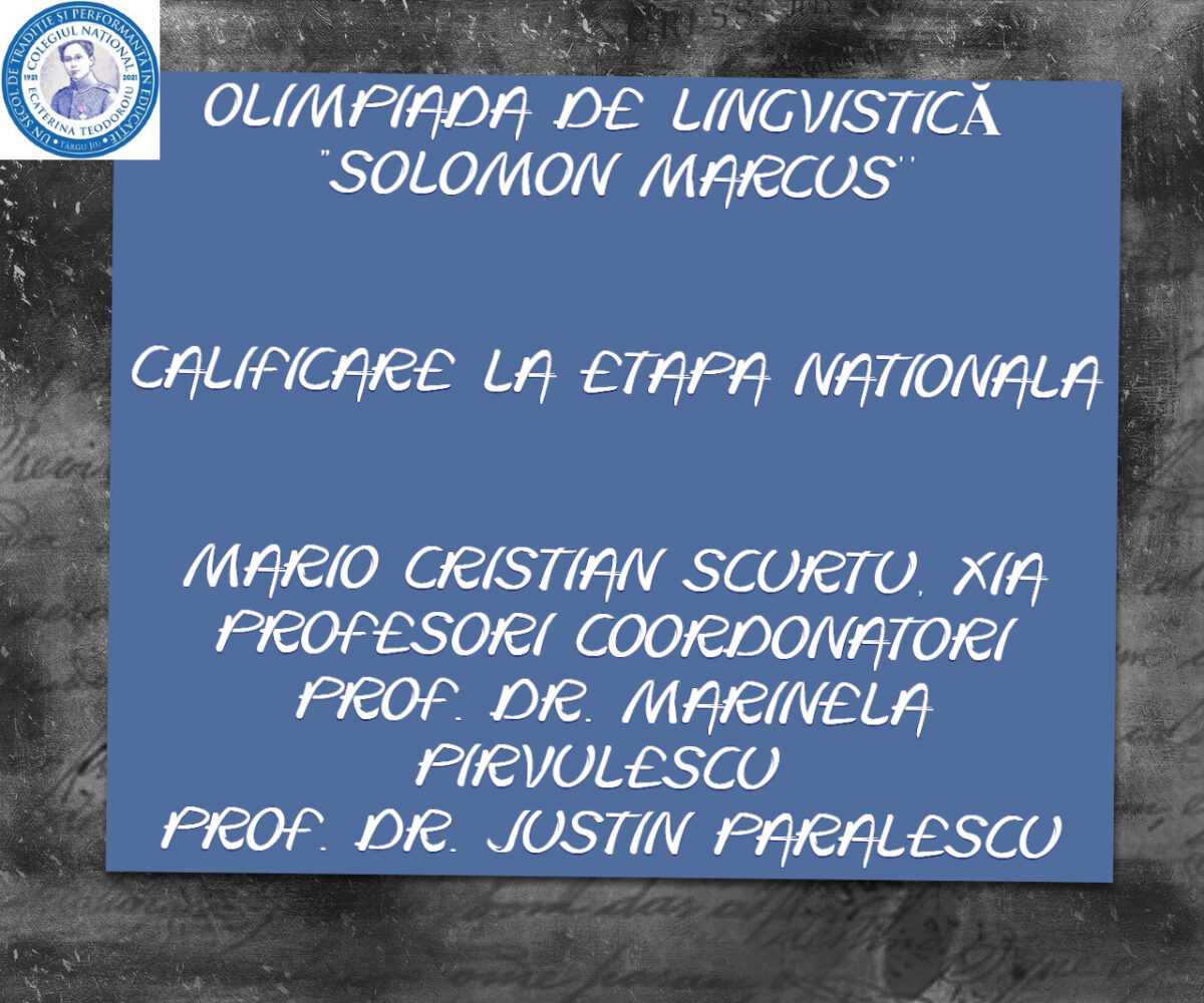 Mario Cristian Scurtu, din nou la Olimpiada Națională de Lingvistică ...